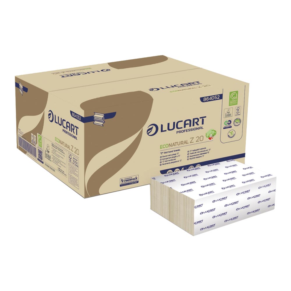 Lucart EcoNatural Z 20 Papierhandtücher Interfold Z-Falz, 2-lagig