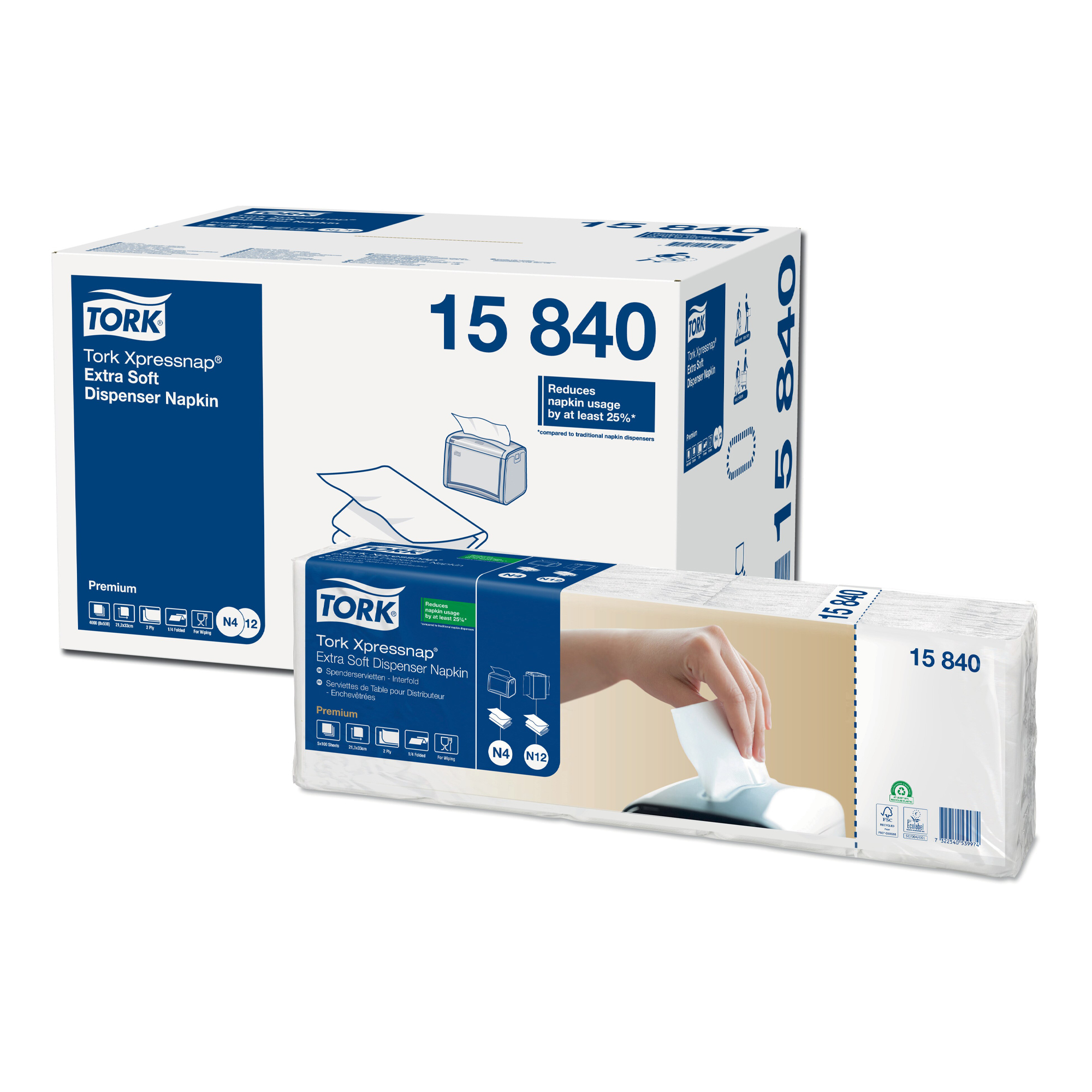 Tork 15840 Xpressnap extra soft weiße Spenderservietten N4 Interfold
