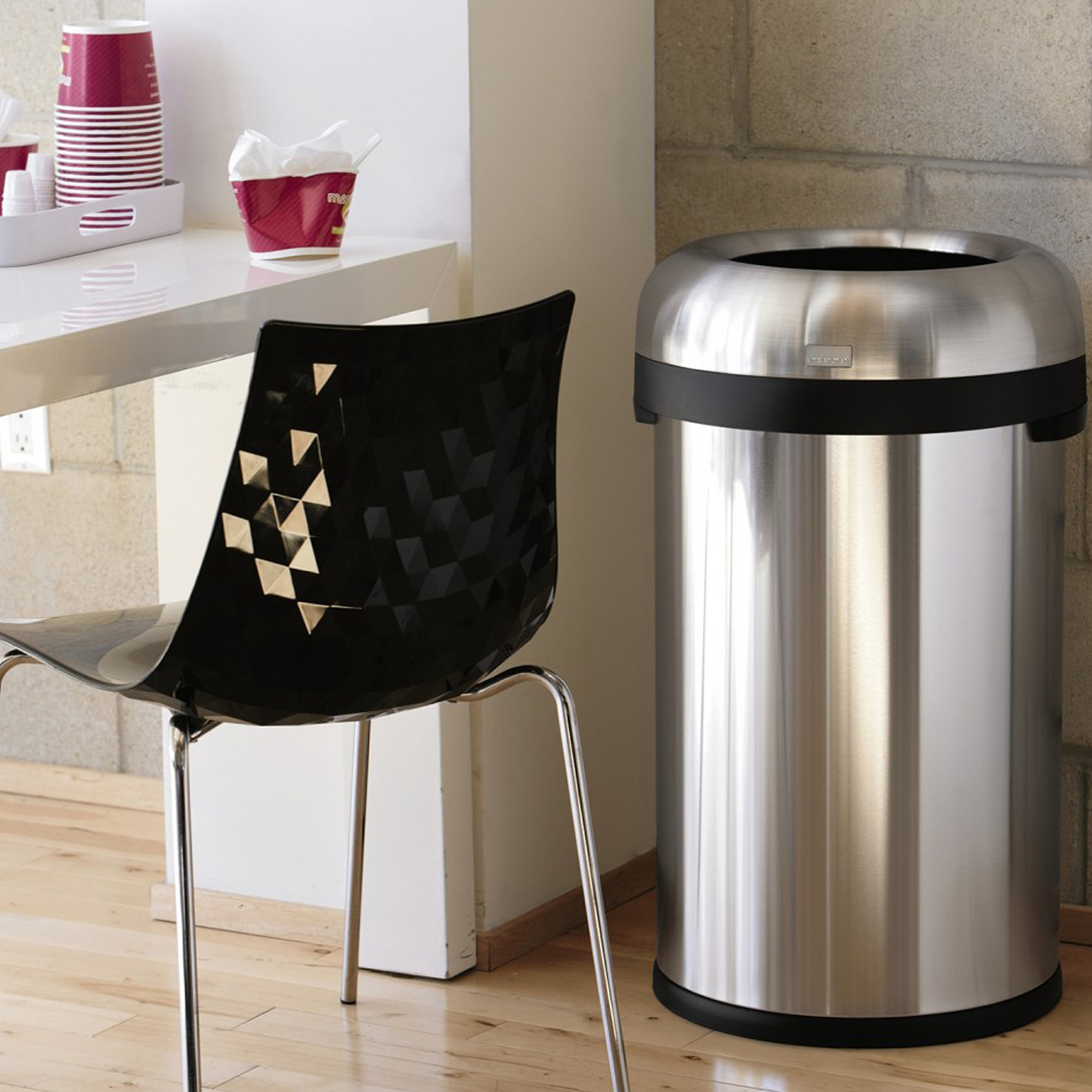Simplehuman Open Top Abfallbehälter Edelstahl offen 80 Liter