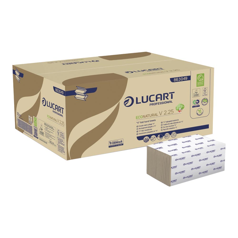Lucart EcoNatural V2.25 Papierhandtucher V-/ZZ-Falz, 2-lagig