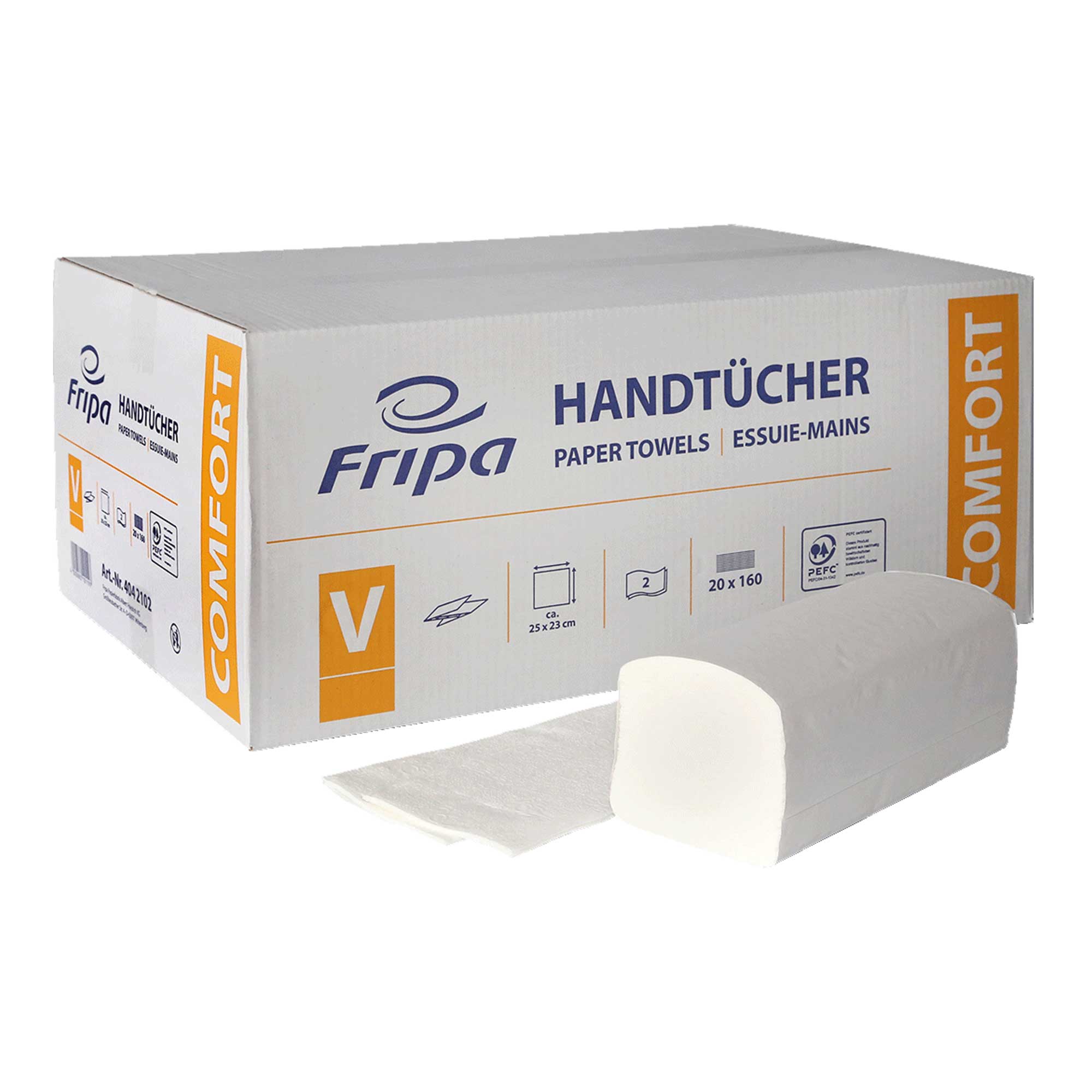 Fripa Comfort Papierhandtücher ZZ/V-Falz 25x23 cm 2-lagig, weiß