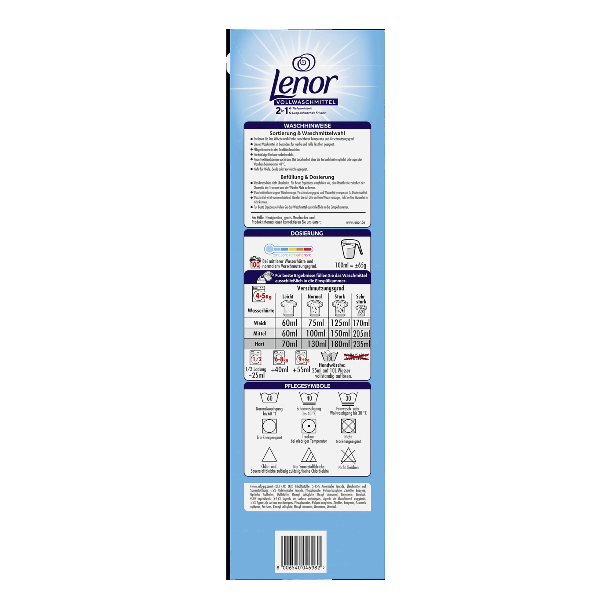 Lenor 2in1 Vollwaschmittel Aprilfrisch Pulver, 100 Wl