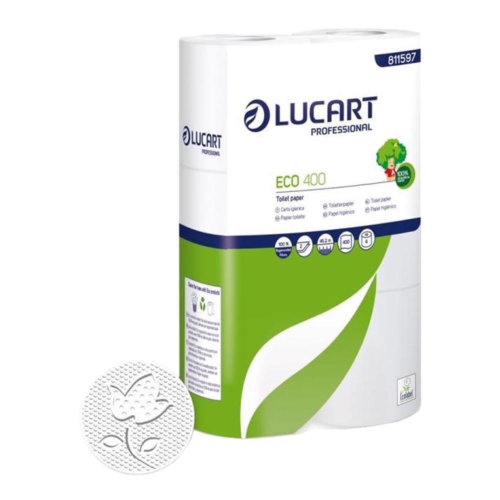Lucart Eco 400 Toilettenpapier Recycling 2-lagig, 400 Blatt