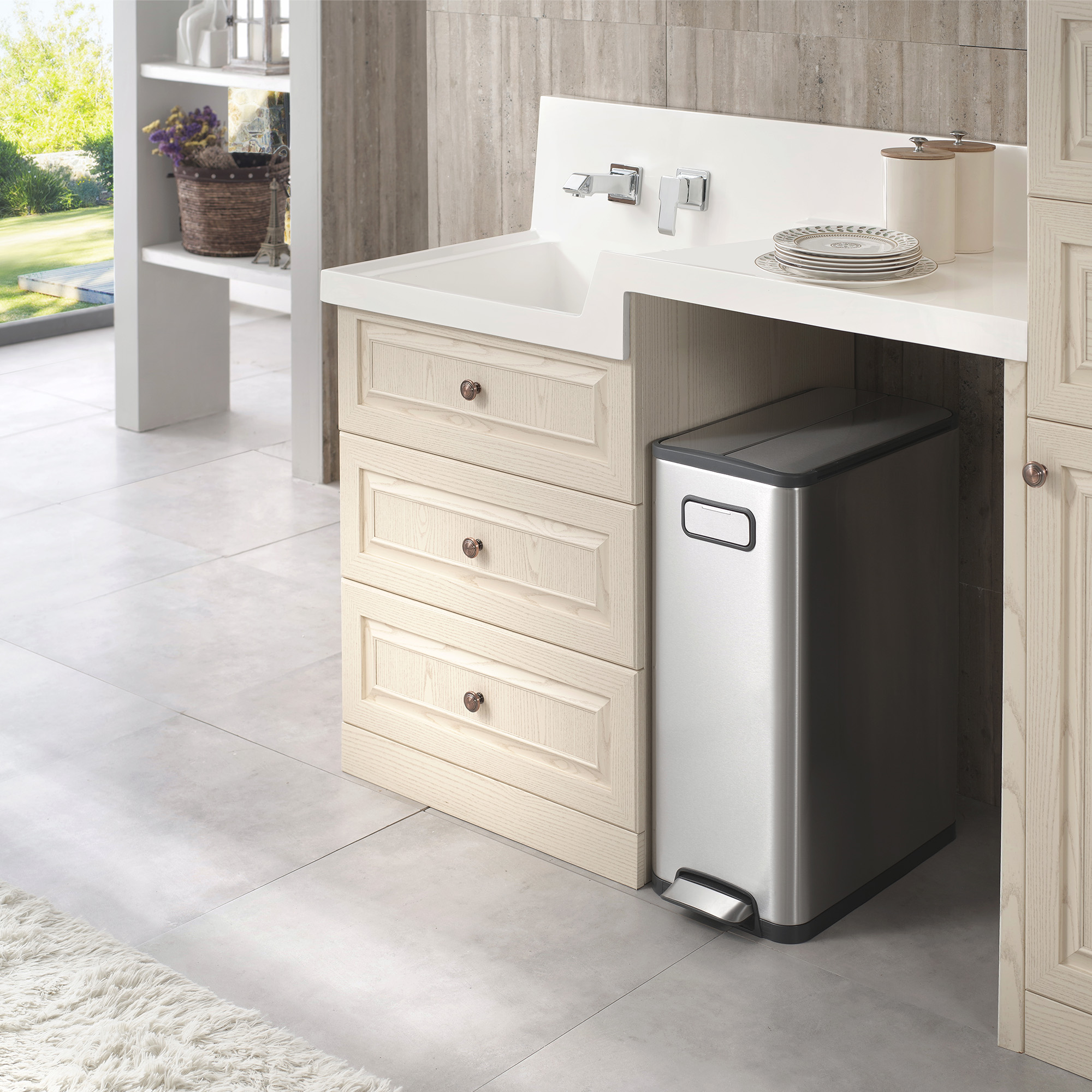 EKO Ecofly Tretmülltrenner Edelstahl 2x20 Liter