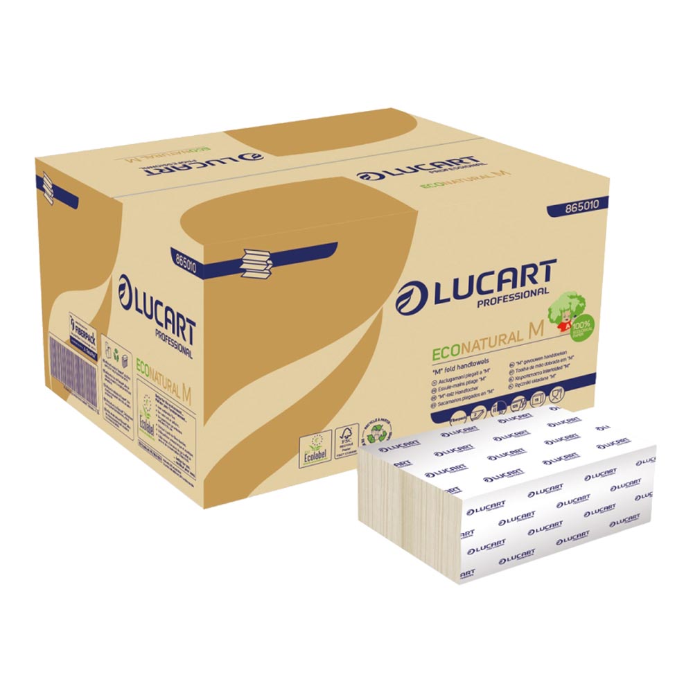 Lucart EcoNatural M Papierhandtücher Interfold M-Falz, 2-lagig