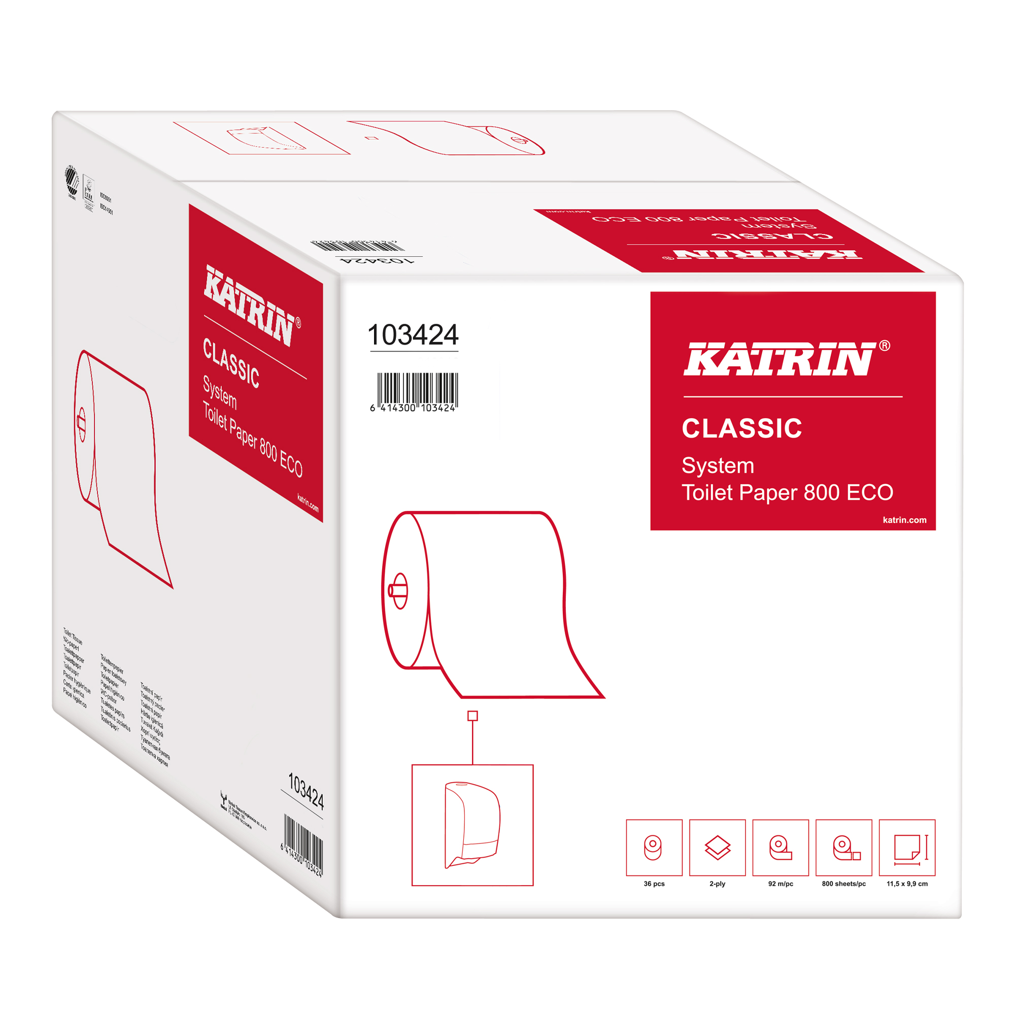 Katrin 103424 System-Toilettenpapier Classic 800 ECO 2-lagig