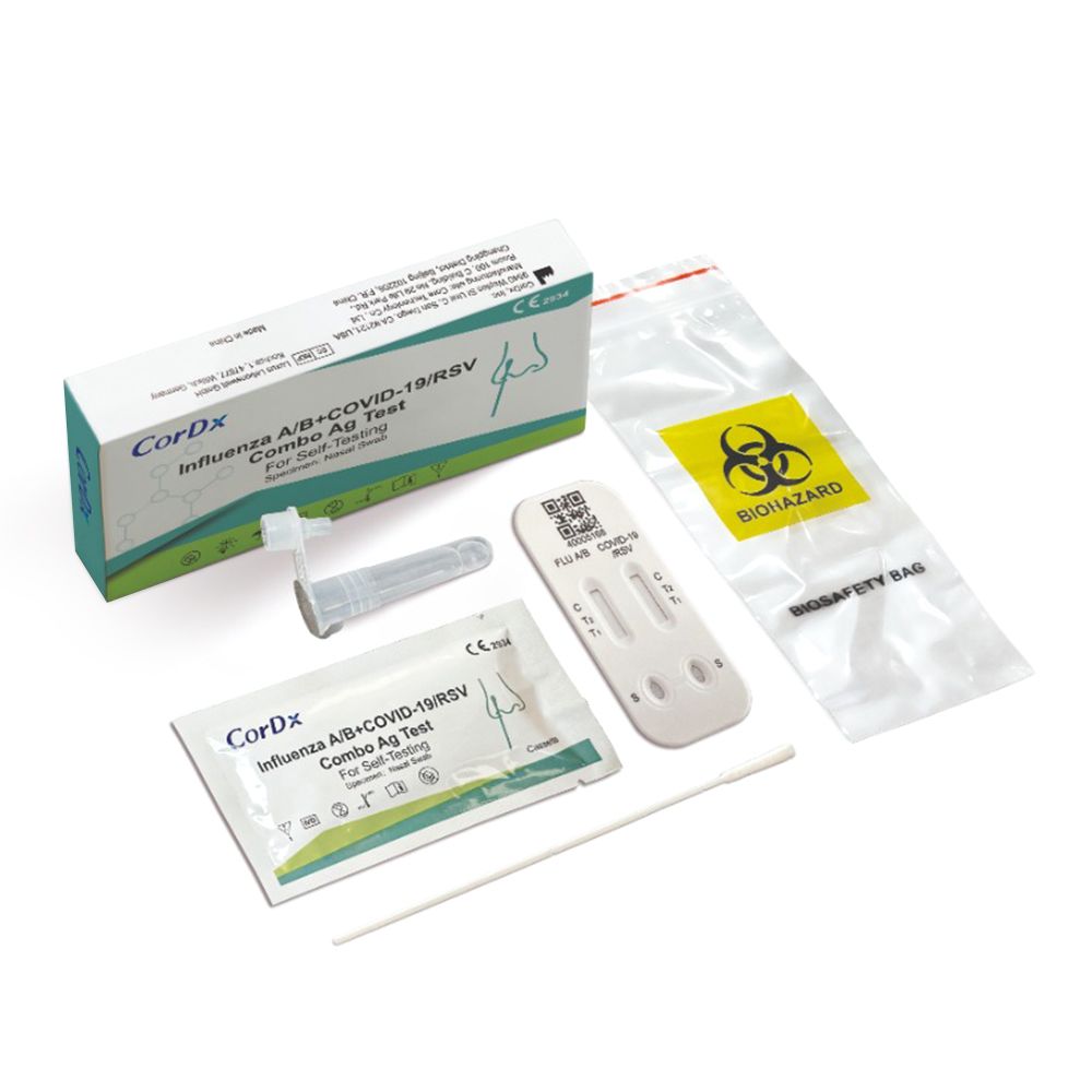 CorDx RSV+Influenza A/B+Covid-19 Combo Ag Test, Selbsttest
